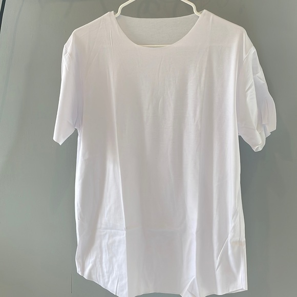 Shirts | Mens Basic White Tee Medium Fit Cut Out Neck New | Poshmark